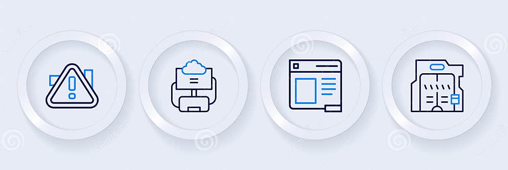 Set Line Futuristic Sliding Doors, Browser Window, Cloud Database and ...