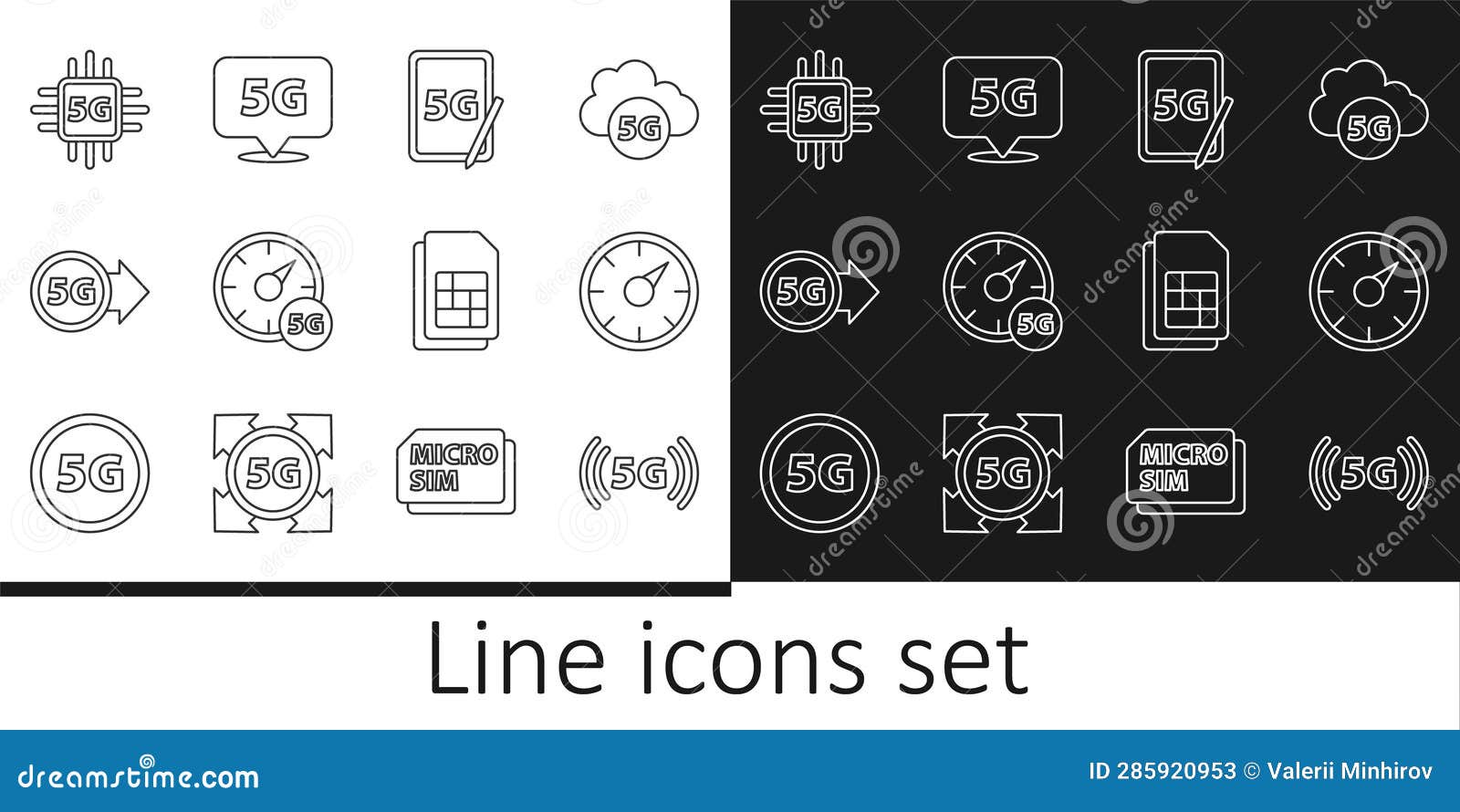 Set Line 5G Network, Digital Speed Meter, Graphic Tablet with ...