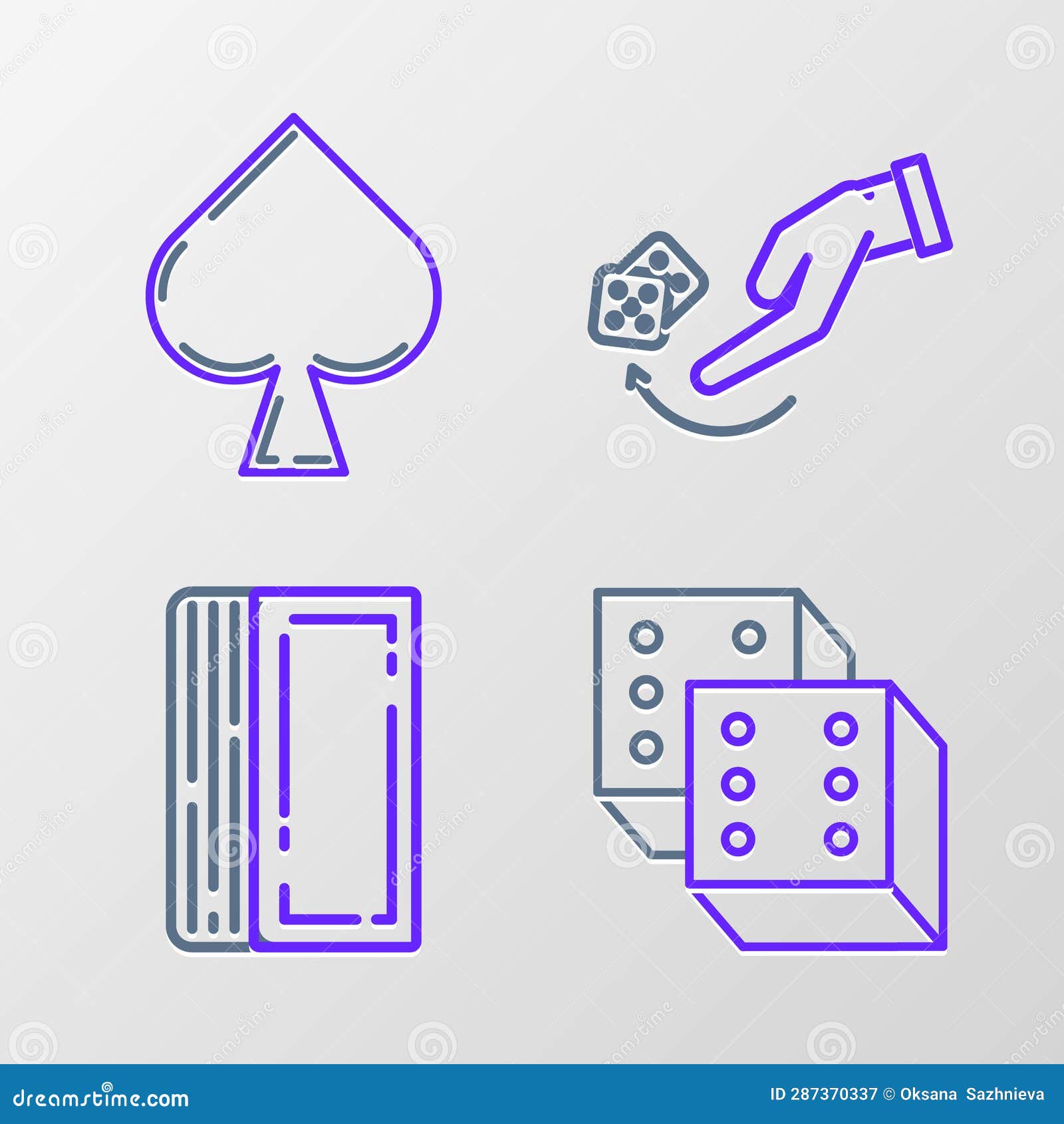 Set Line Game Dice, Deck of Playing Cards, Human Hand Throwing Game and ...