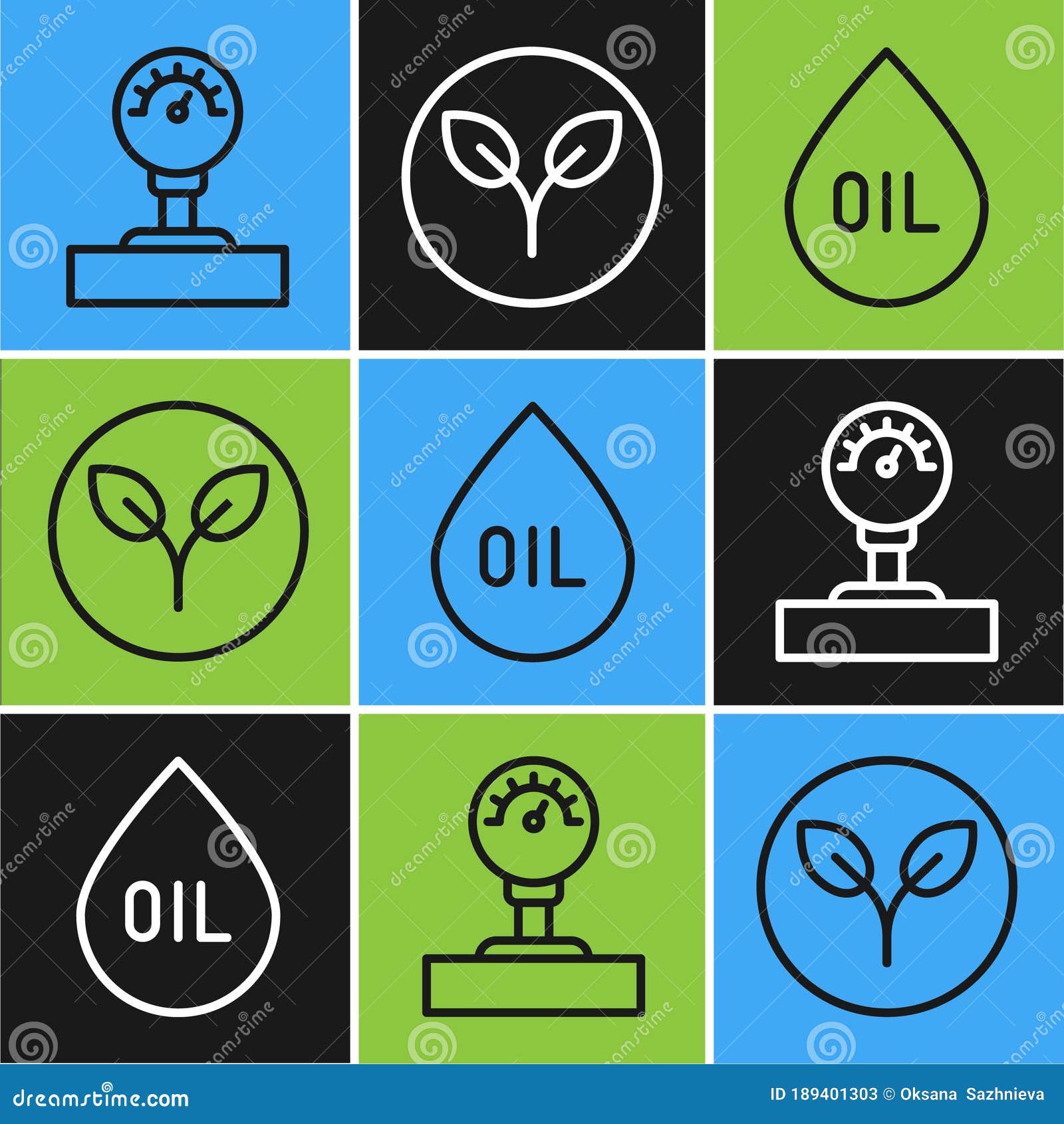 Set Line Gauge Scale, Oil Drop and Bio Fuel Icon. Vector Stock Vector ...