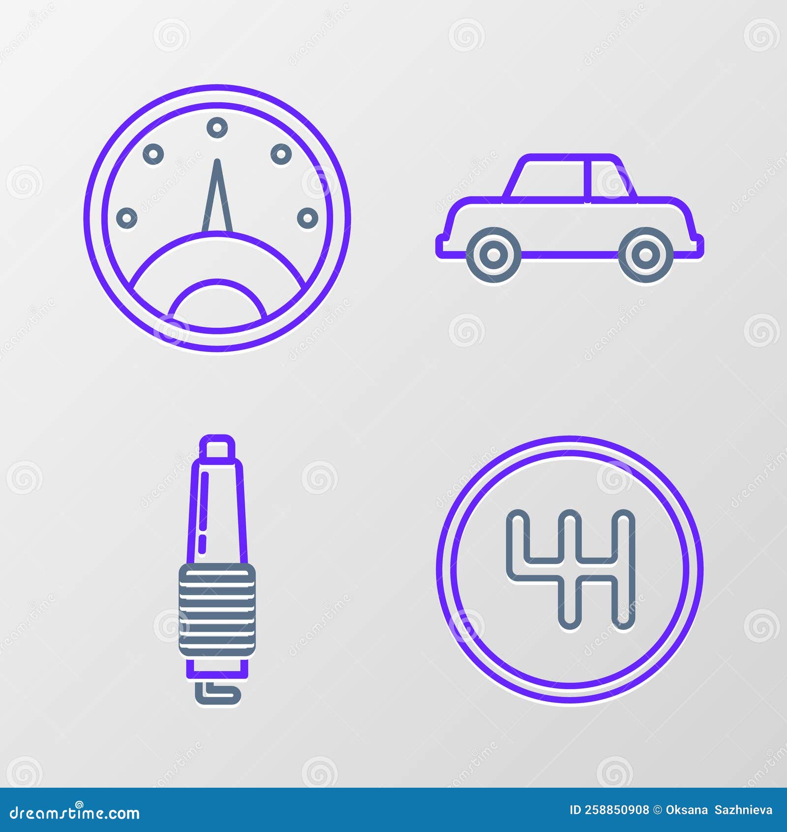 Set Line Gear Shifter, Car Spark Plug, and Speedometer Icon. Vector ... Set Line Gear Shifter, Car Spark Plug, and Speedometer Icon. Vector ...