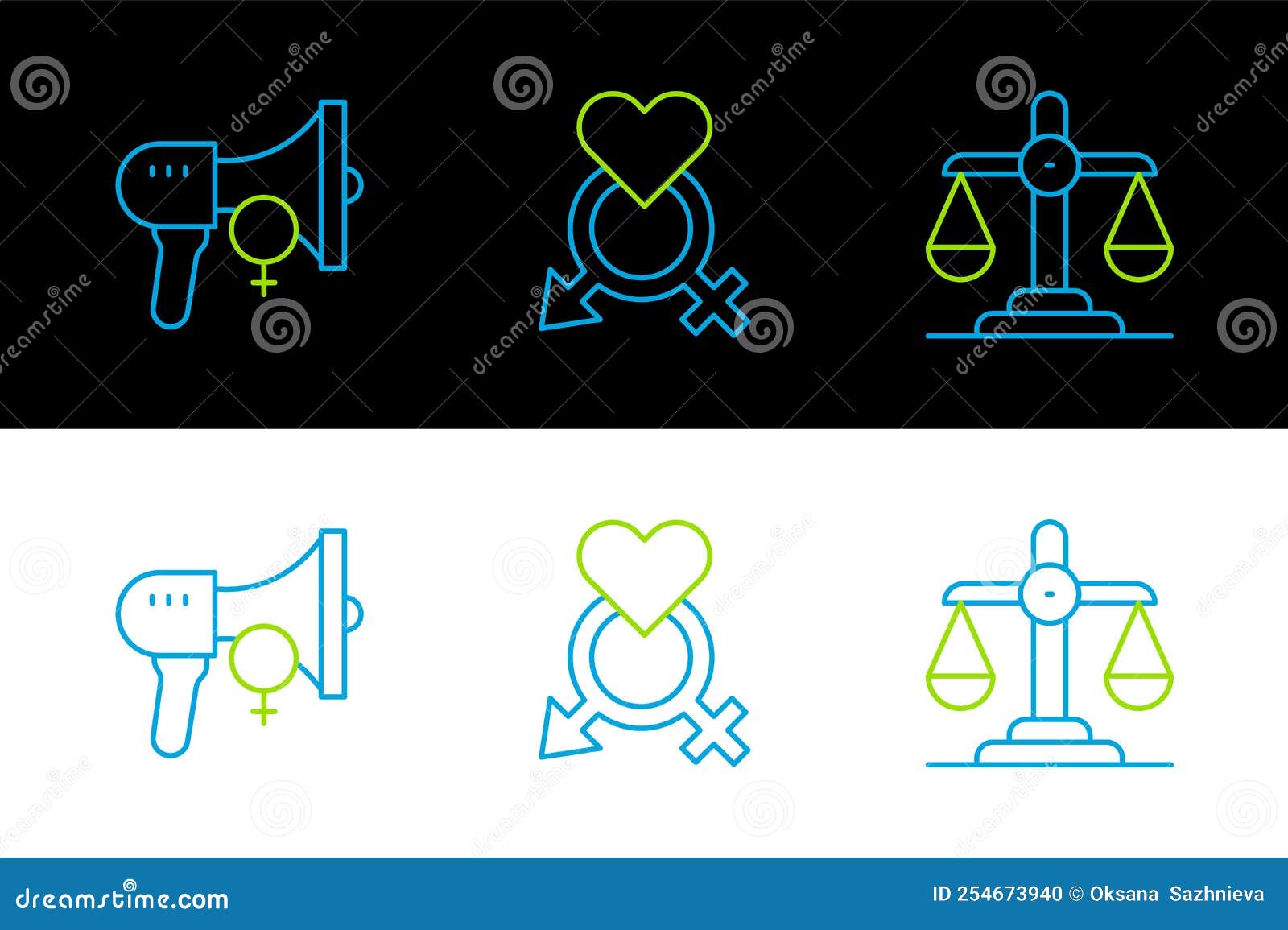 Set Line Gender Equality, Feminist Activist and Icon. Vector Stock ...
