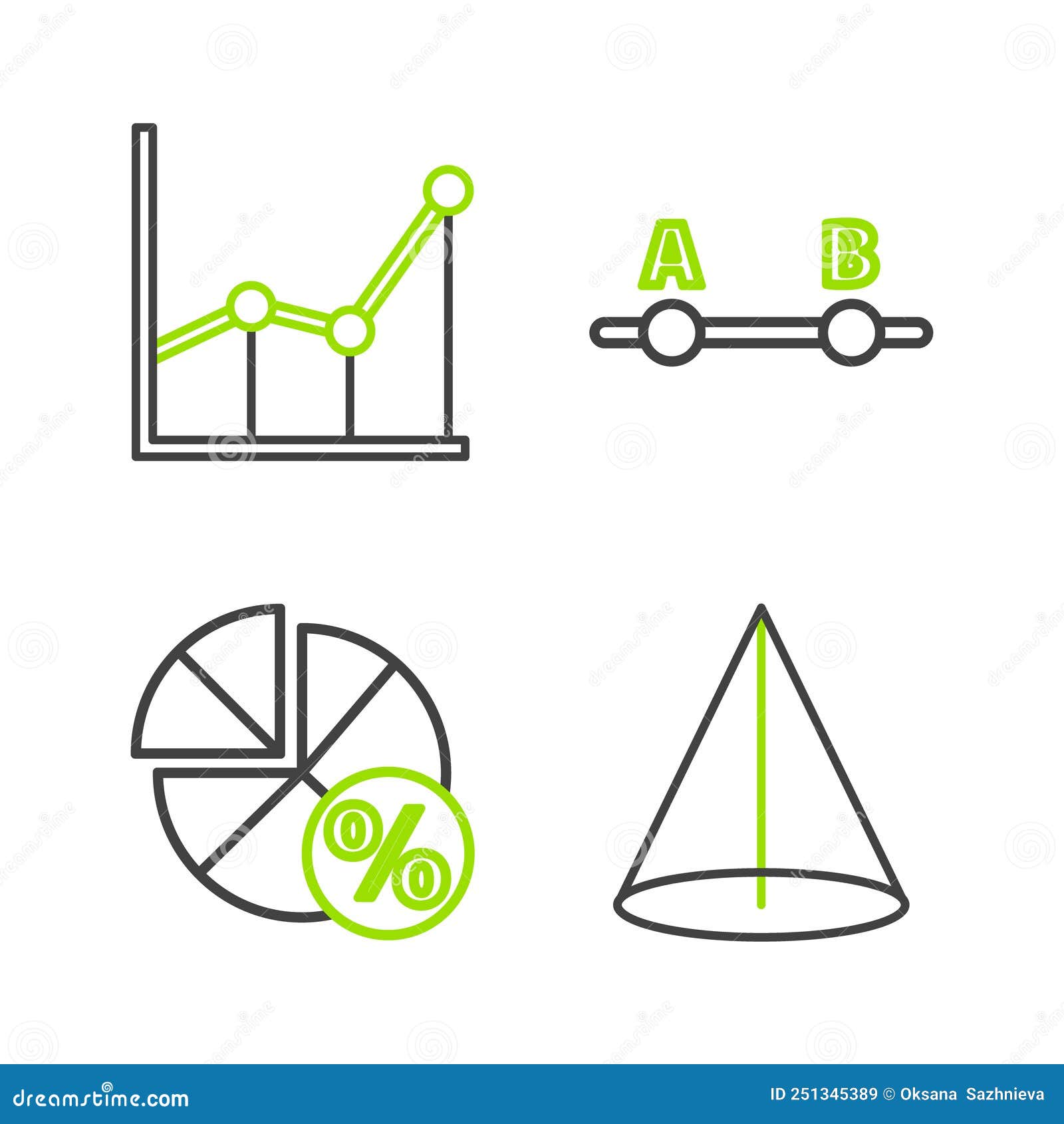 Set Line Geometric Figure Cone, Graph, Schedule, Chart, Diagram, and ...