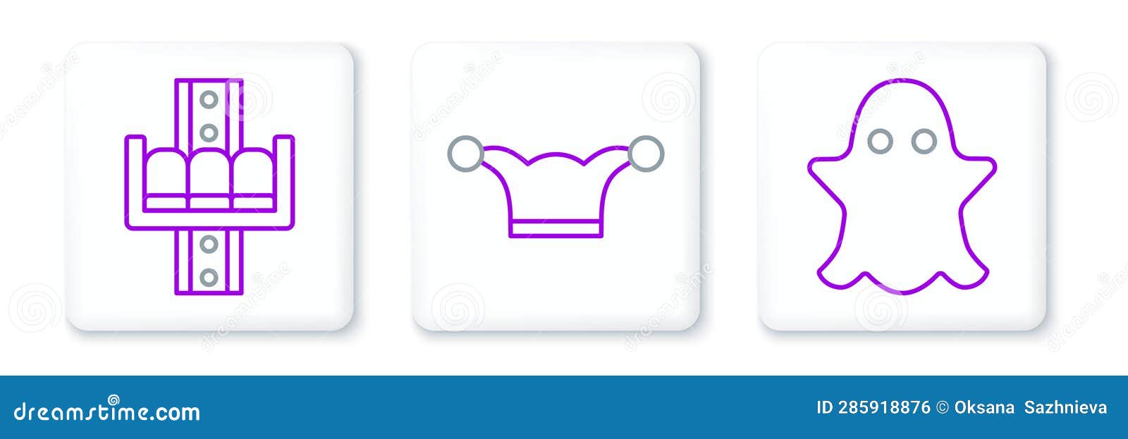 Set Ghost, Jester Hat With Bells, Ice Cream, Circus Ticket, Ticket Box ...