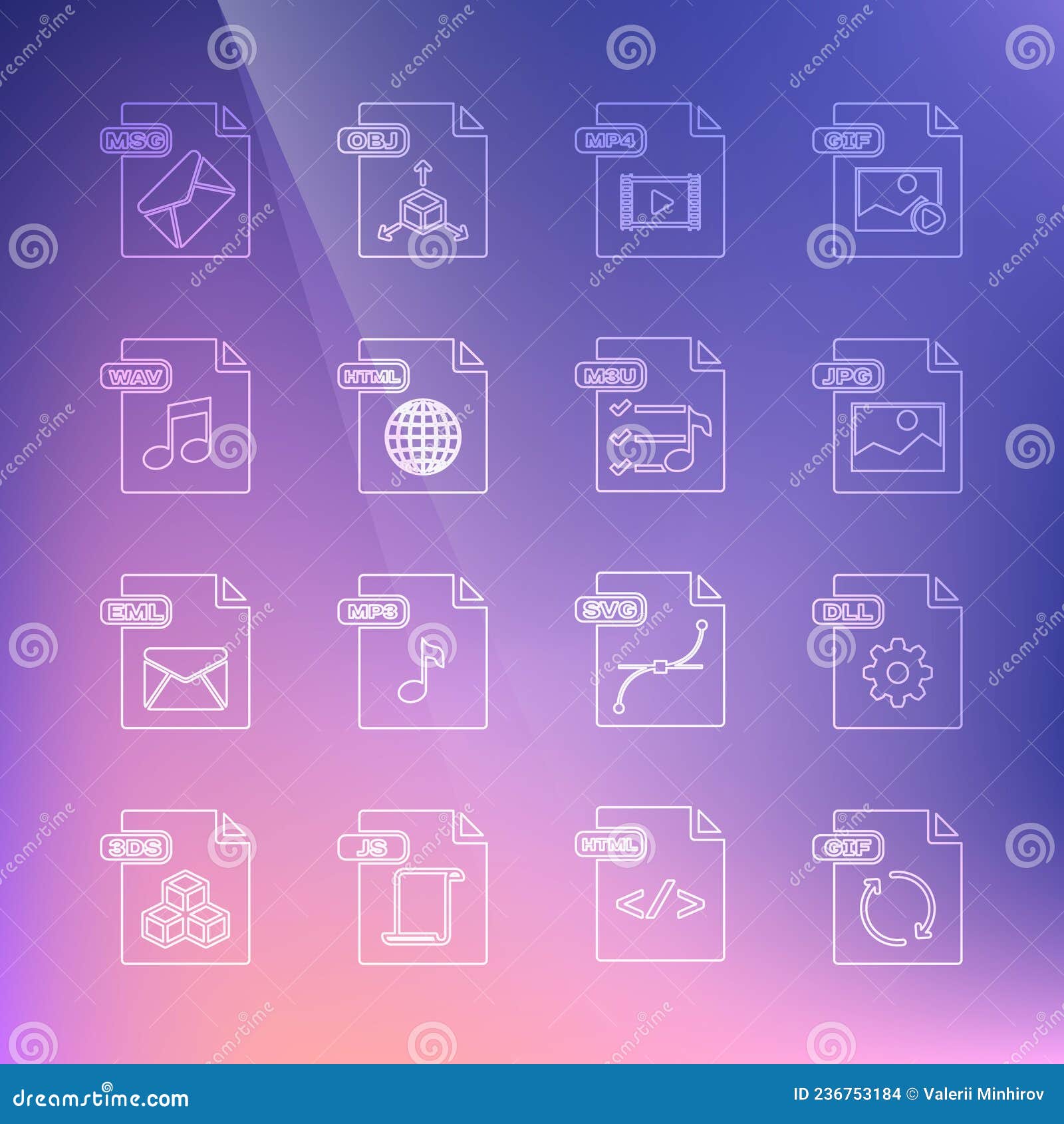 Set Line GIF File Document, DLL, JPG, MP4, HTML, WAV, MSG and M3U Icon ... Set Line GIF File Document, DLL, JPG, MP4, HTML, WAV, MSG and M3U Icon ...
