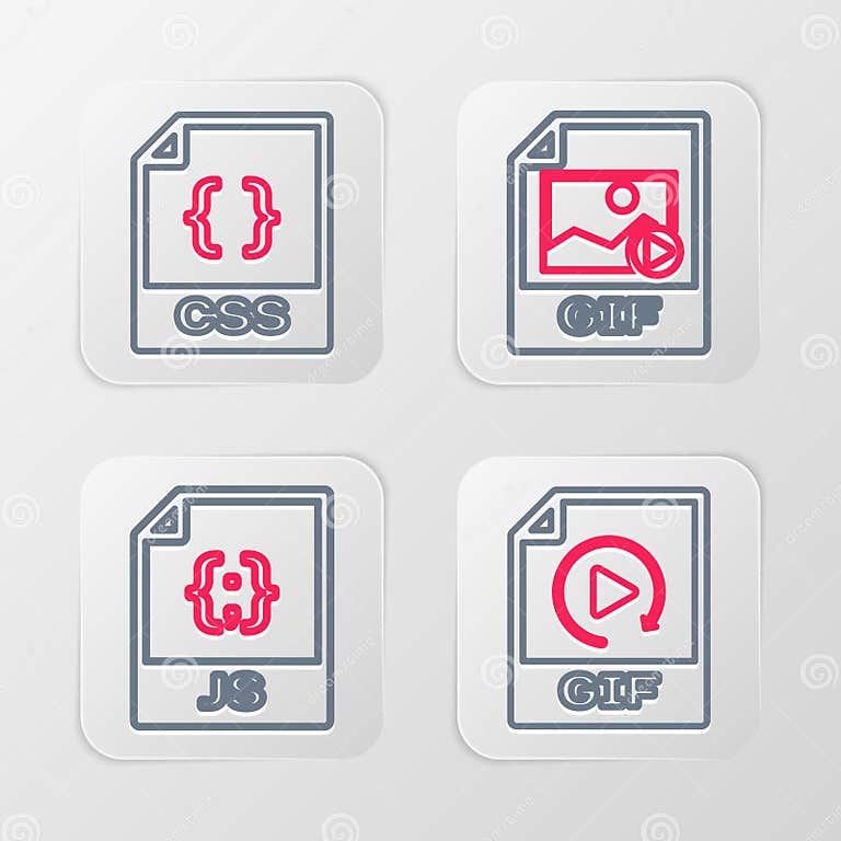 Set Line GIF File Document, JS, and CSS Icon. Vector Stock Illustration ... Set Line GIF File Document, JS, and CSS Icon. Vector Stock Illustration ...