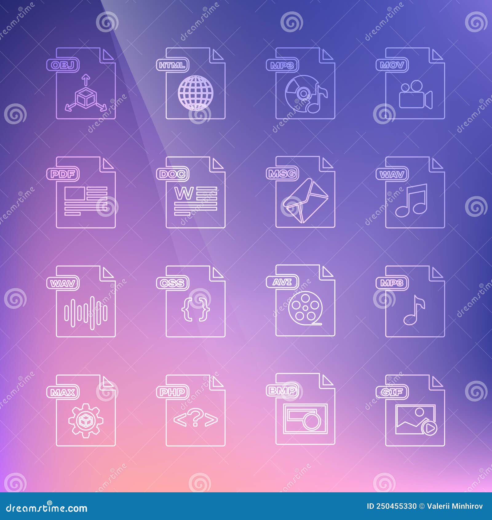 Set Line GIF File Document, MP3, WAV, DOC, PDF, OBJ and MSG Icon ... Set Line GIF File Document, MP3, WAV, DOC, PDF, OBJ and MSG Icon ...