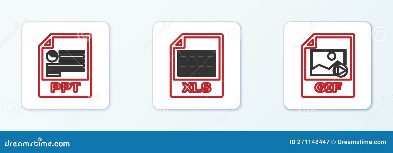 Set Line GIF File Document, PPT and XLS Icon. Vector Stock Illustration ... Set Line GIF File Document, PPT and XLS Icon. Vector Stock Illustration ...