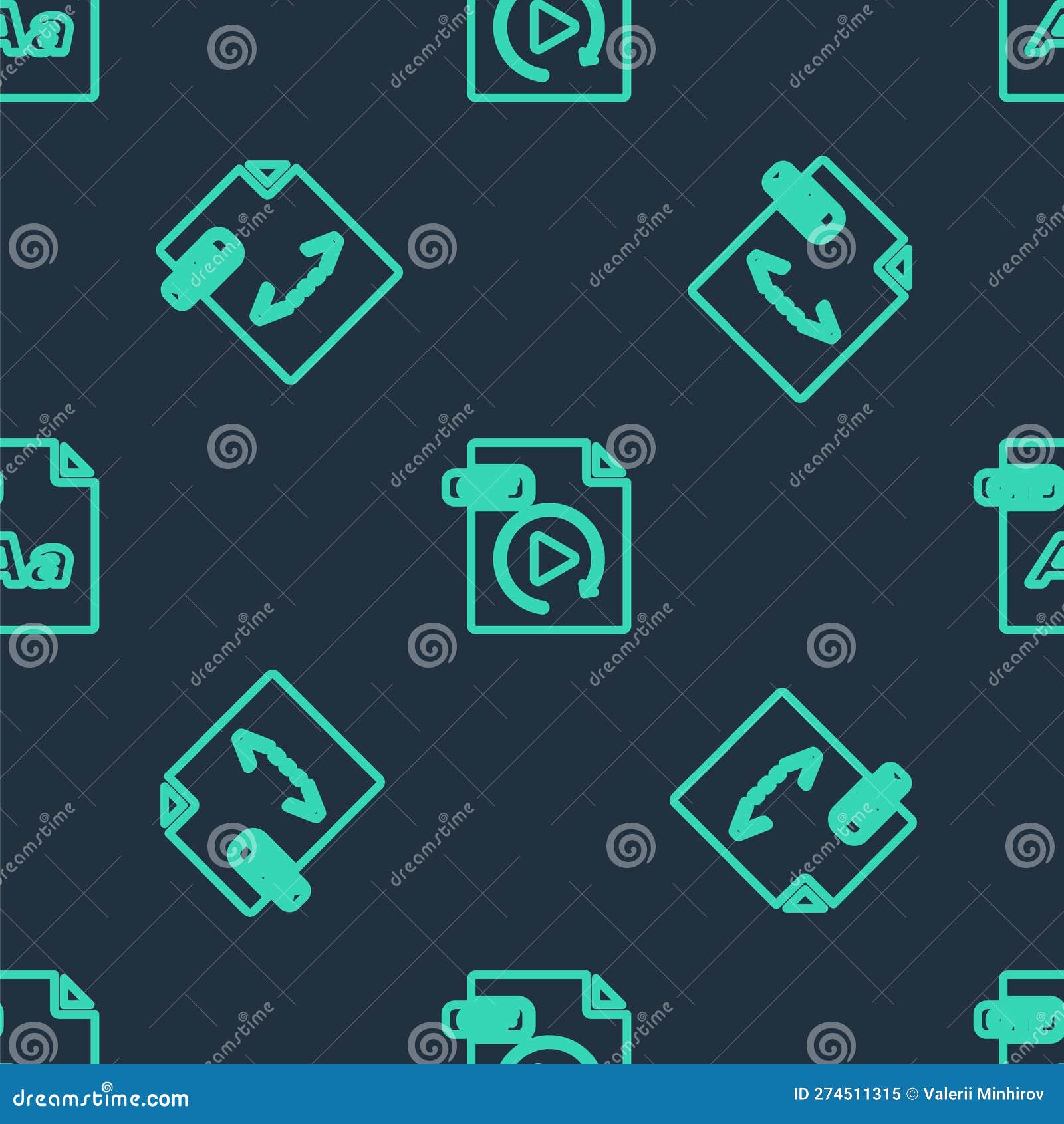 Set Line File Document Xml And Otf On Seamless Pattern Vector