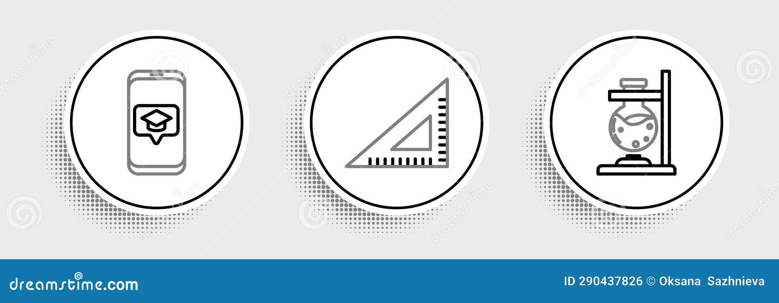 Set Line Glass Test Tube Flask on Fire, Graduation Cap Screen ...