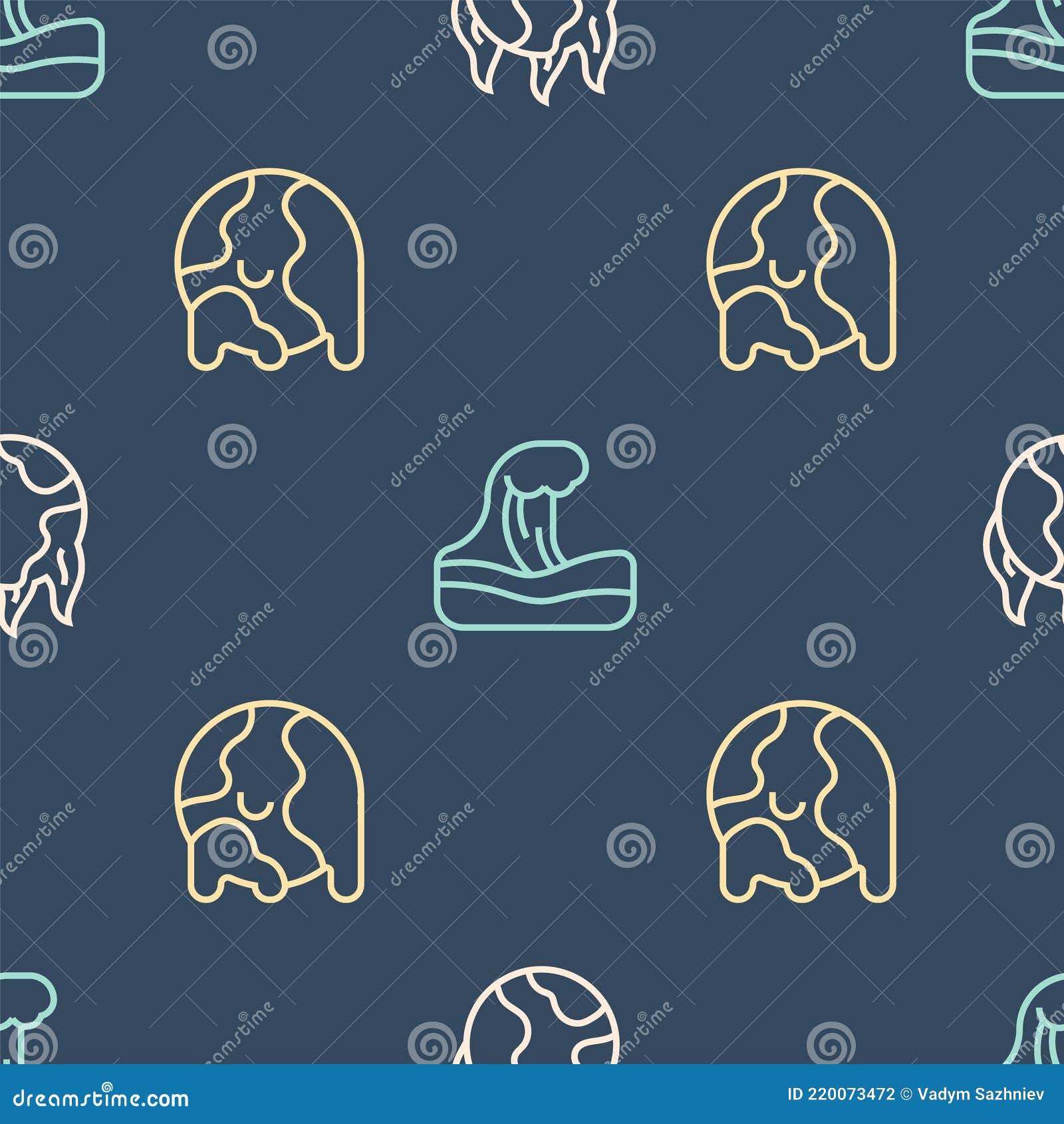 Set Line Global Warming Fire, and Tsunami on Seamless Pattern. Vector ...