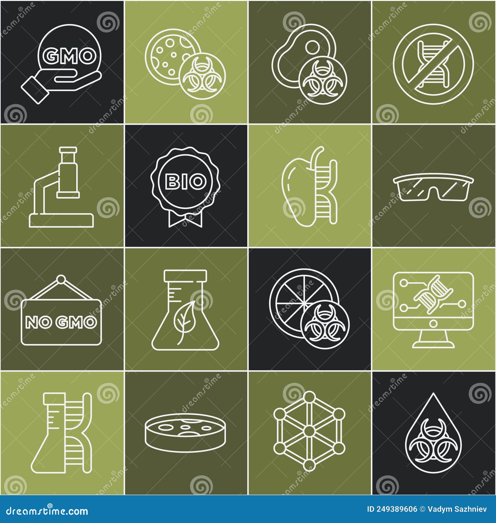 Set Line GMO, Genetic Engineering Modification, Laboratory Glasses ...