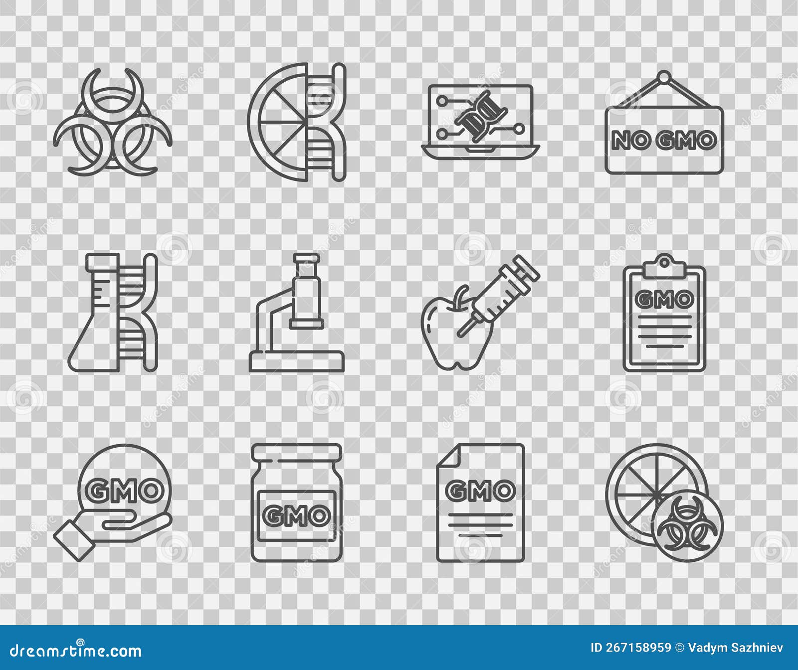 Set Line GMO, Genetically Modified Orange, Engineering Modification ...