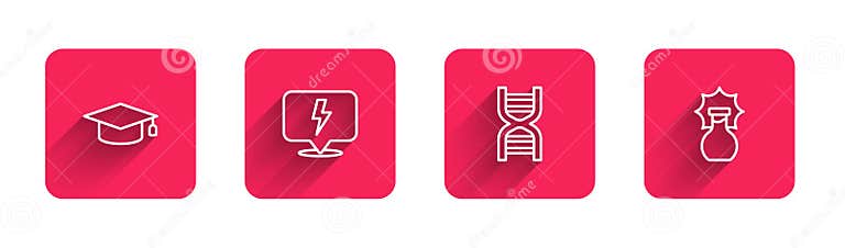 Set Line Graduation Cap, Lightning Bolt, DNA Symbol and Explosion the ...