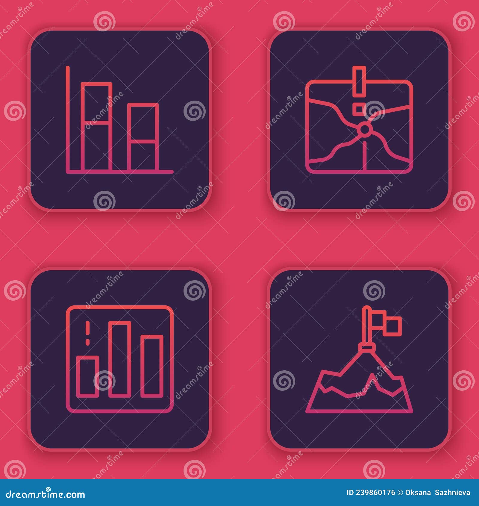 Set Line Graph, Chart, Diagram, Pie Infographic, Intersection Point and ...