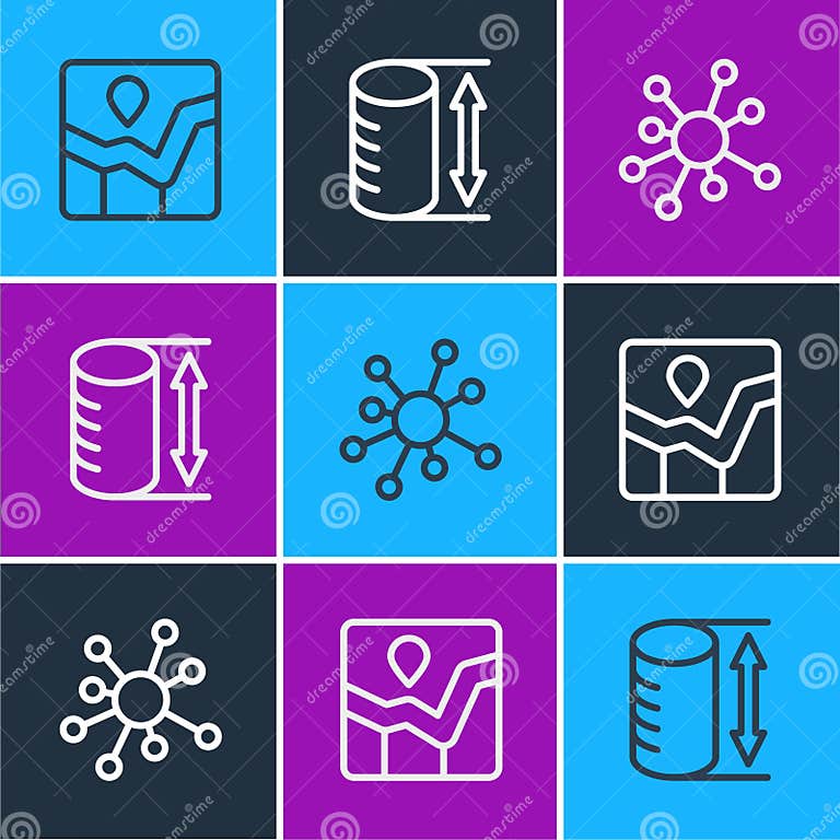 Set Line Graph Chart Infographic, Molecule and Height Geometrical ...