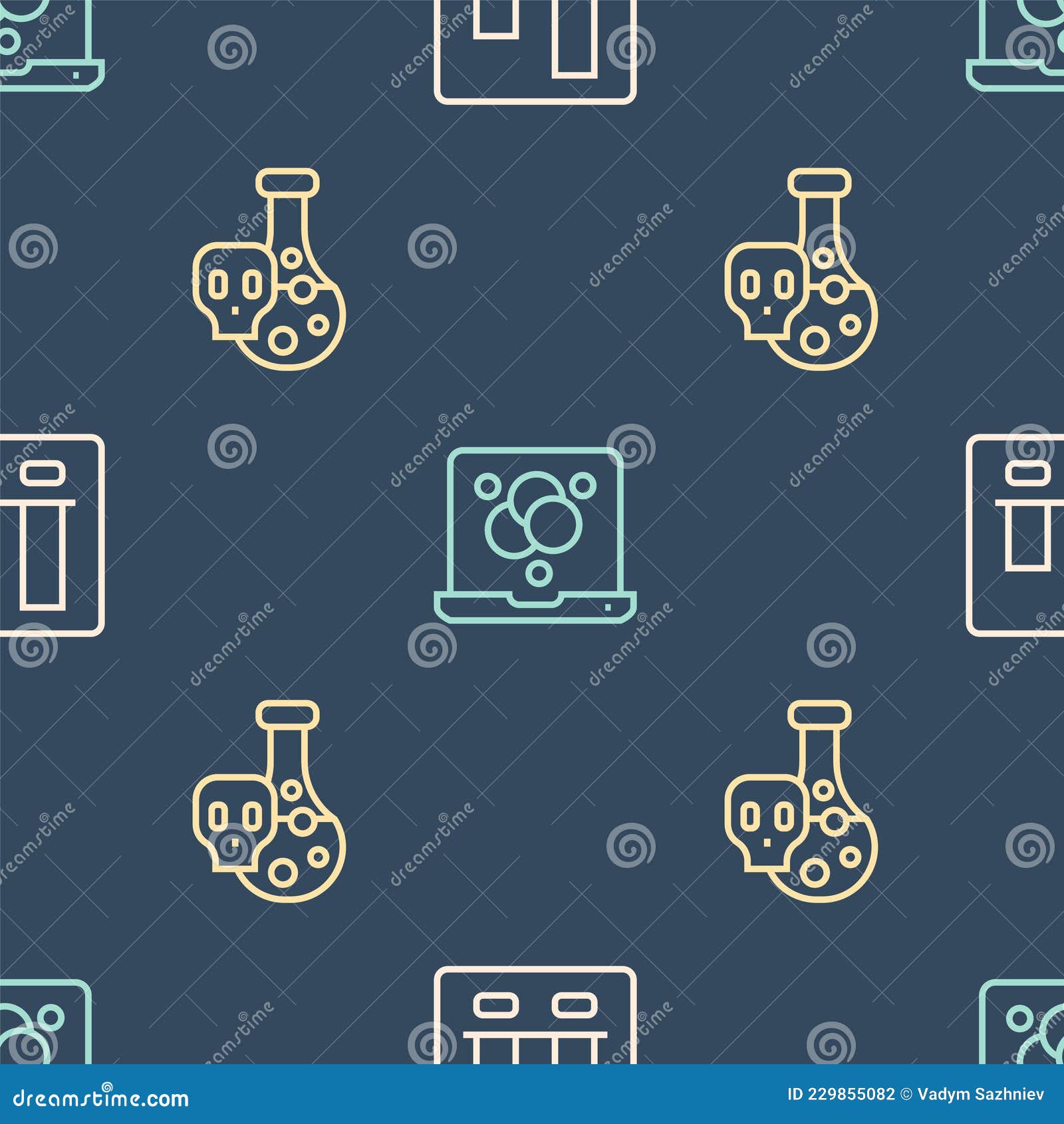 Set Line Graph Chart Infographic, Test Tube with Toxic Liquid and ...