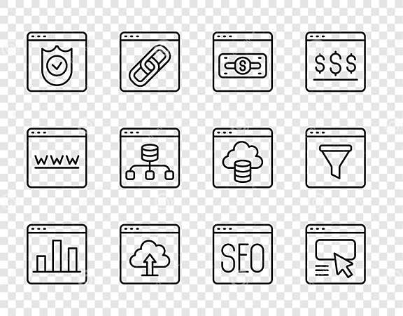 Set Line Graph Chart Infographic, UI or UX Design, Online Shopping on ...