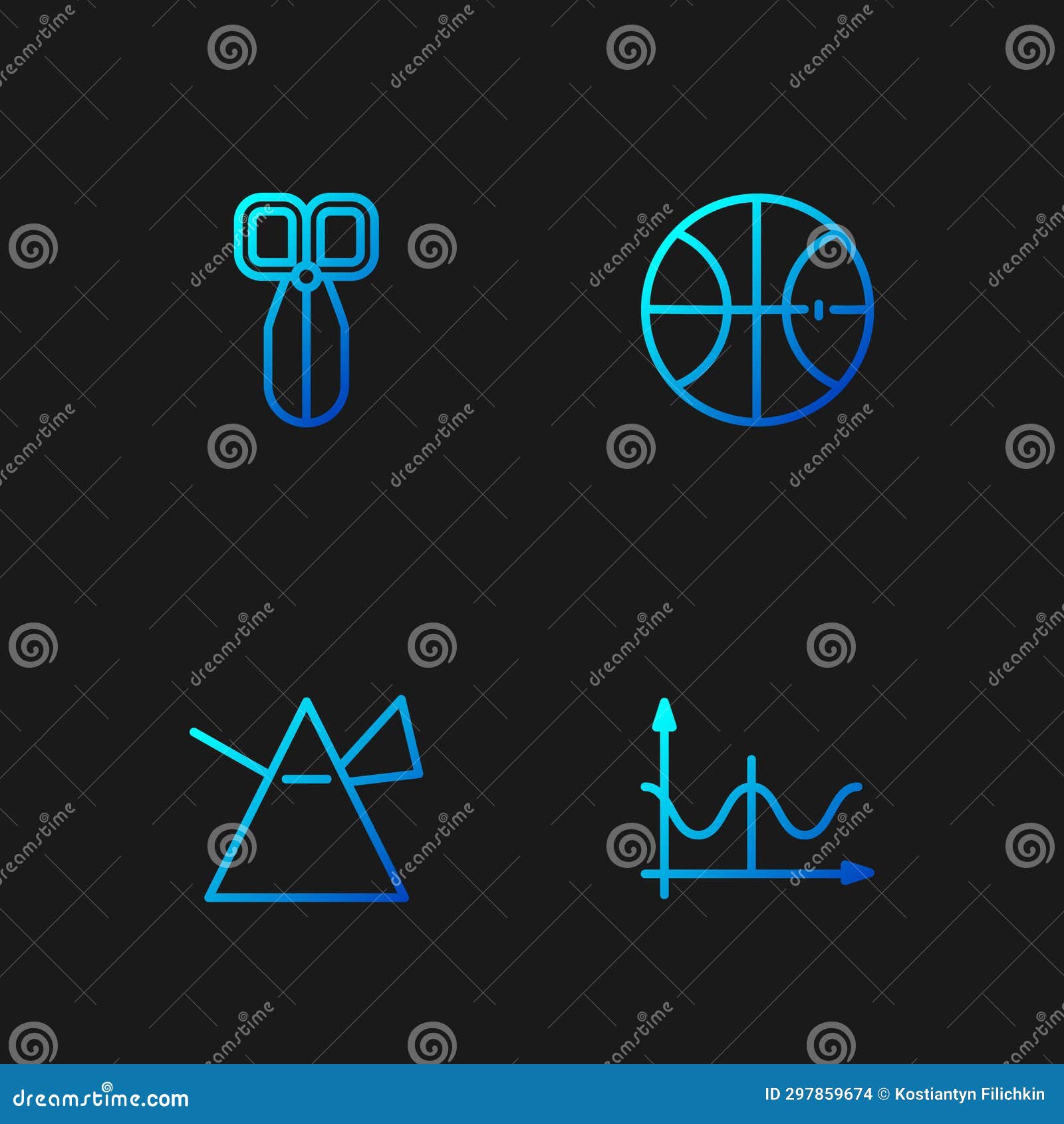 Set Line Graph, Schedule, Chart, Diagram, Light Rays in Prism, Scissors ...