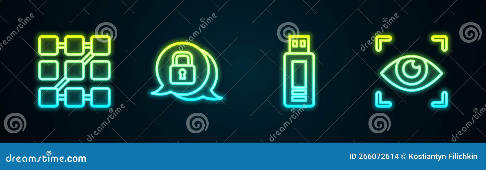 Set Line Graphic Password Protection, Cyber Security, USB Flash Drive ...