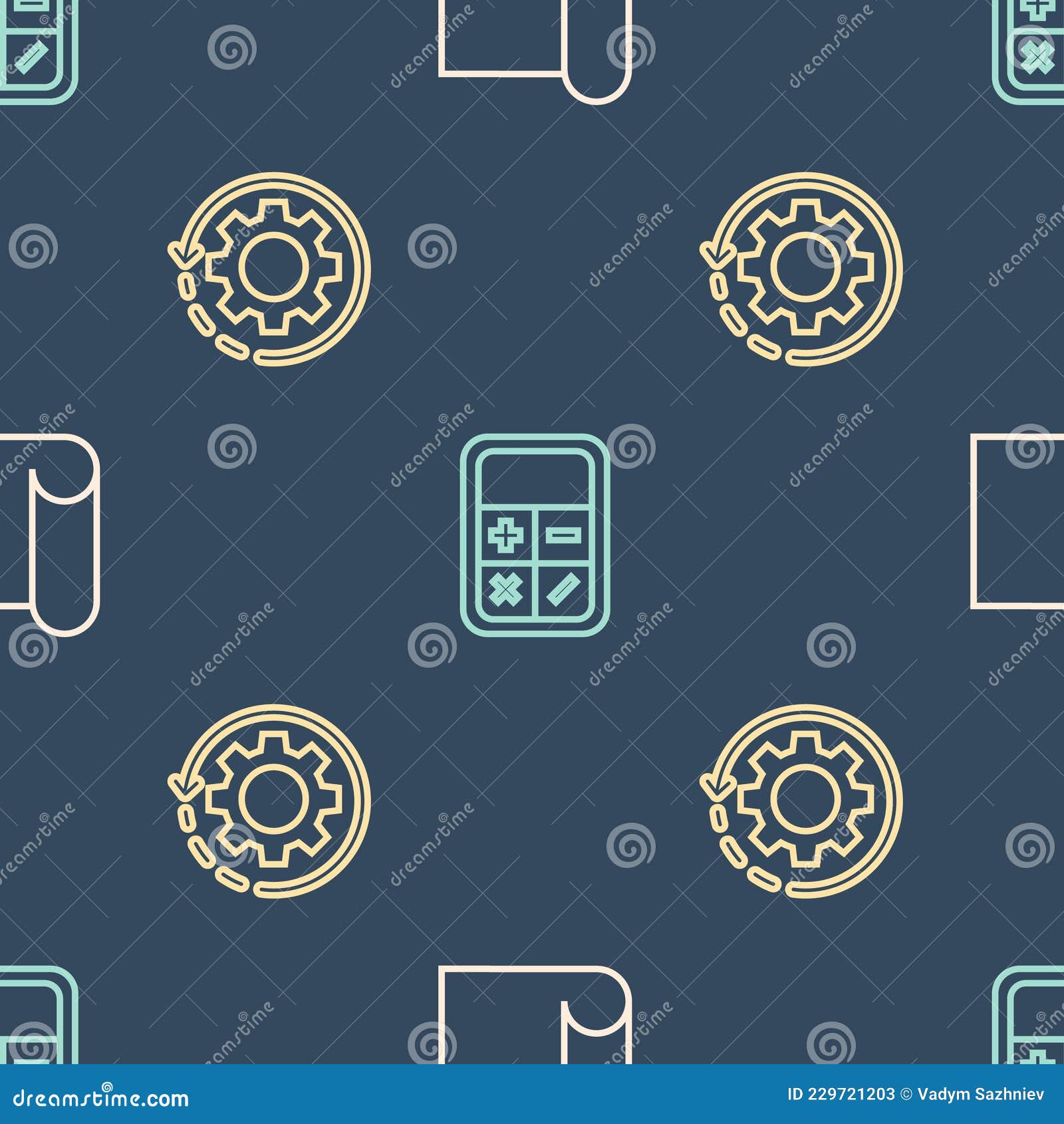 Set Line Graphing Paper for Engineering, Gear and Arrows As Workflow ...