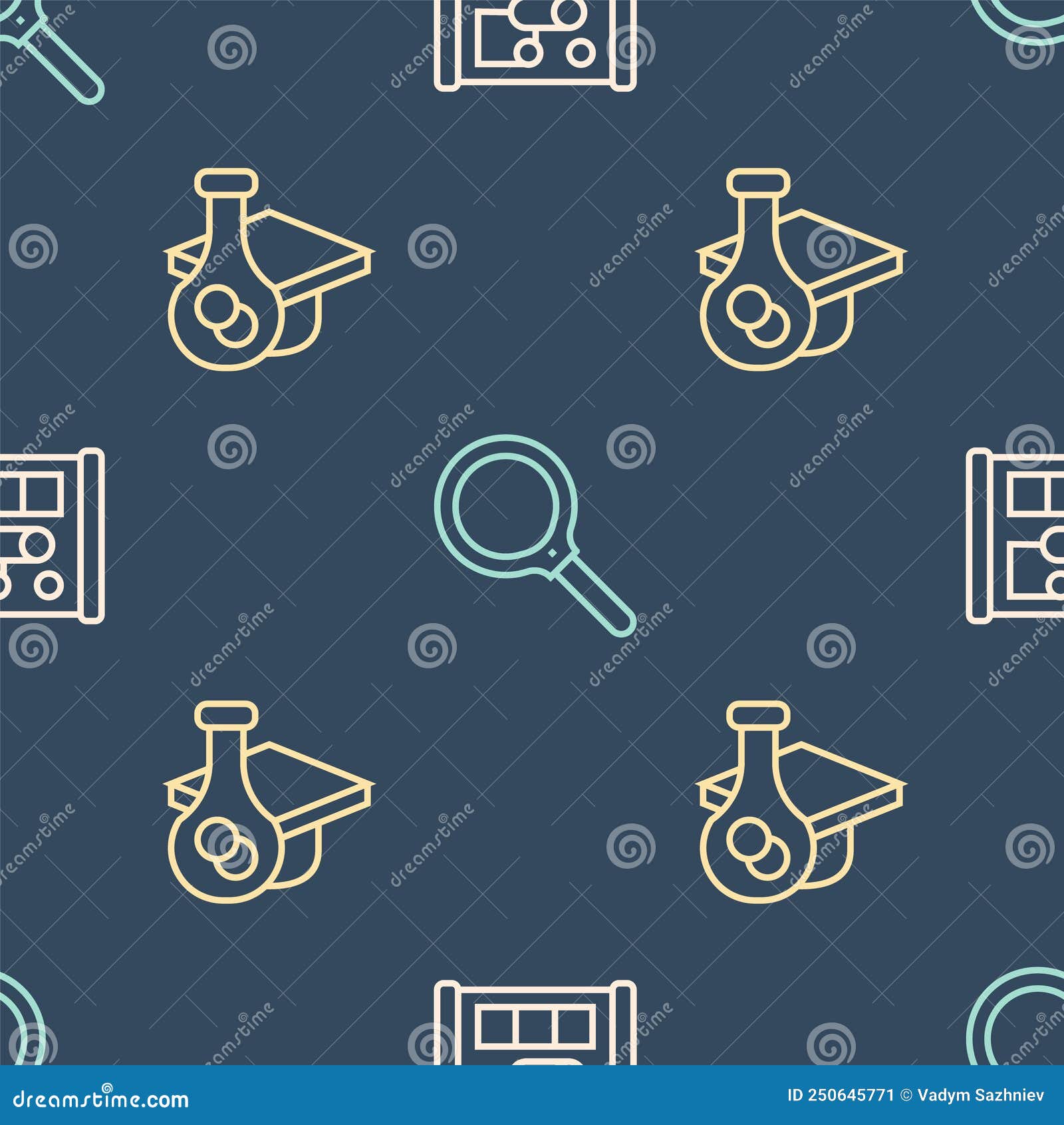 Set Line Graphing Paper for Engineering, Graduation Cap and Magnifying ...