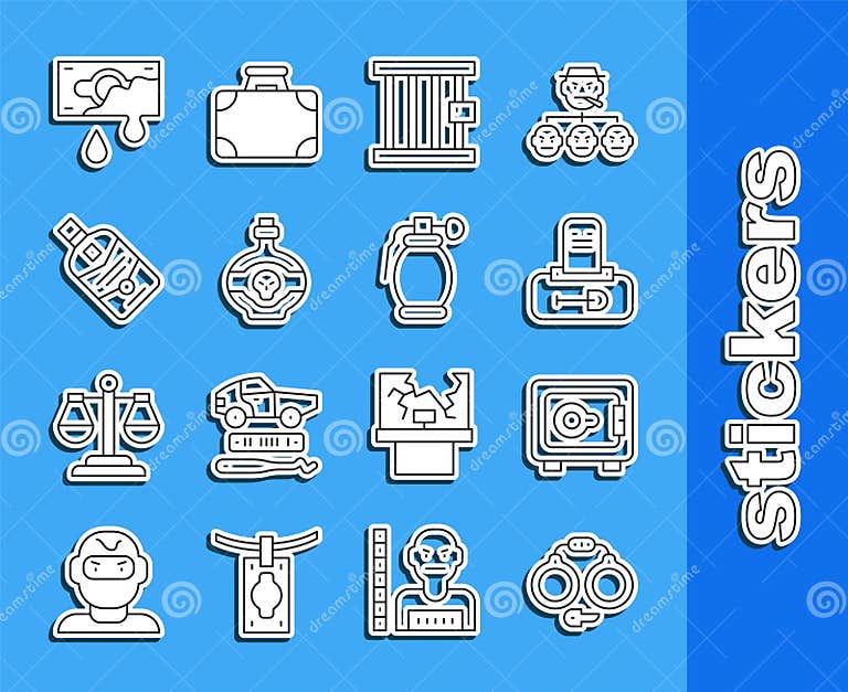 Set Line Handcuffs, Safe, Grave with Tombstone, Prison Window, Poison ... Set Line Handcuffs, Safe, Grave with Tombstone, Prison Window, Poison ...