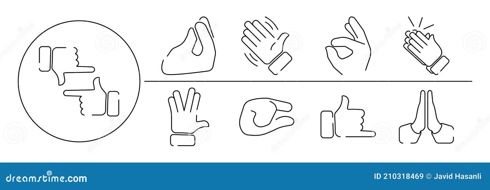 Hands Emoji Applause Emoticon Cartoon Set. Vector Okay Hello Emoji ...