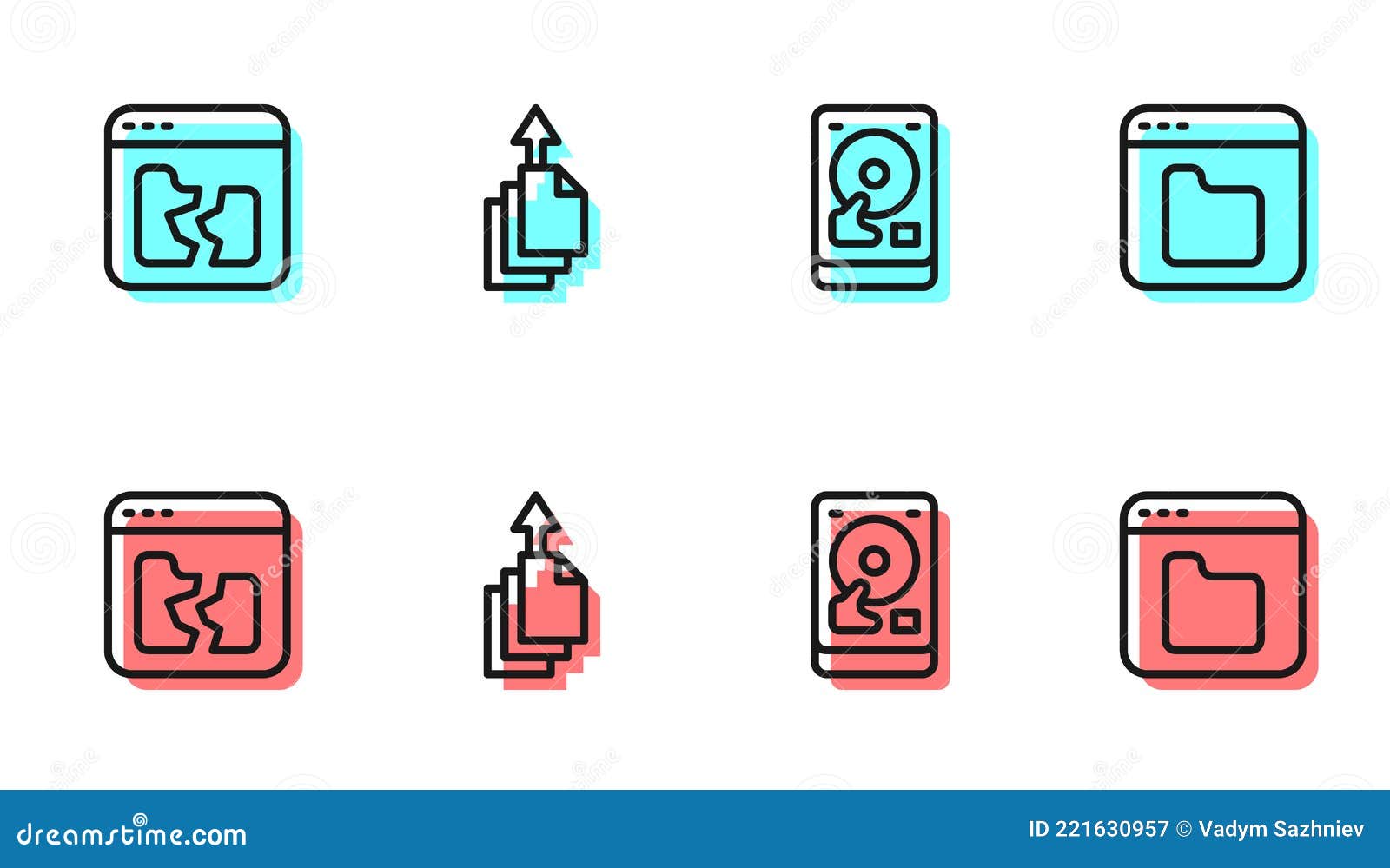 Set Line Hard Disk Drive HDD, Broken File, Data Export and Browser ...