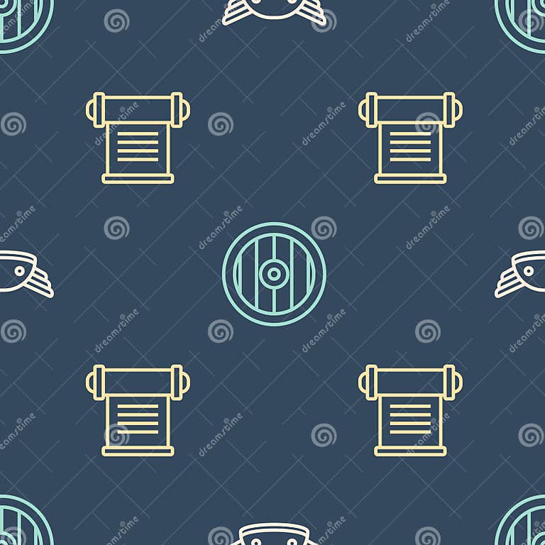 Set Line Helmet with Wings, Decree, Parchment, Scroll and Greek Shield ...