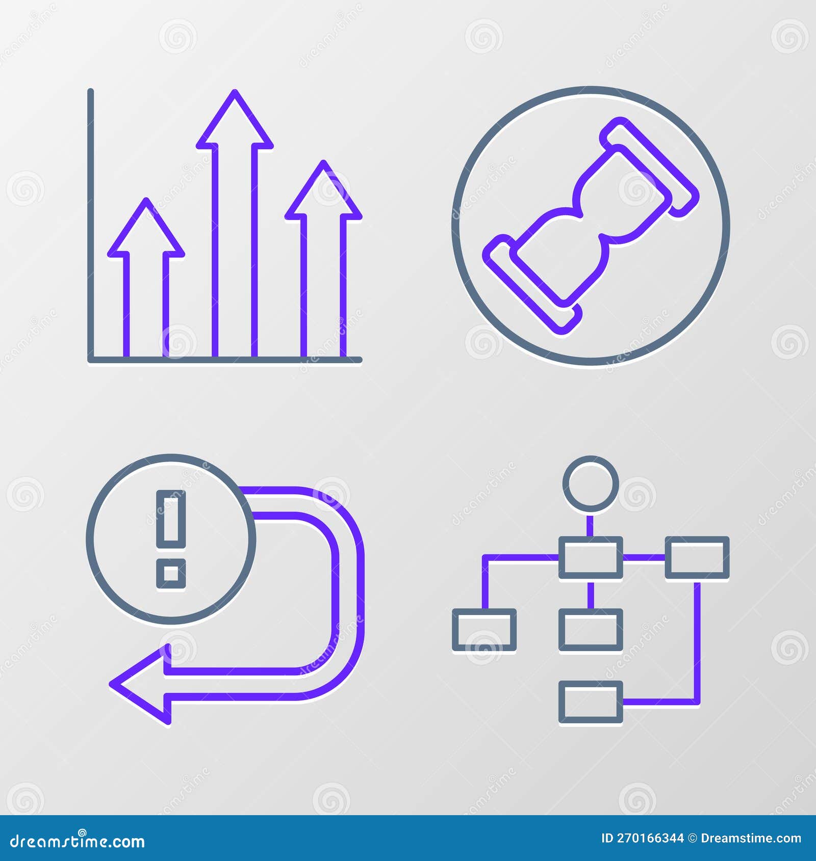 Set Line Hierarchy Organogram Chart, Arrow, Old Hourglass with Sand and ...