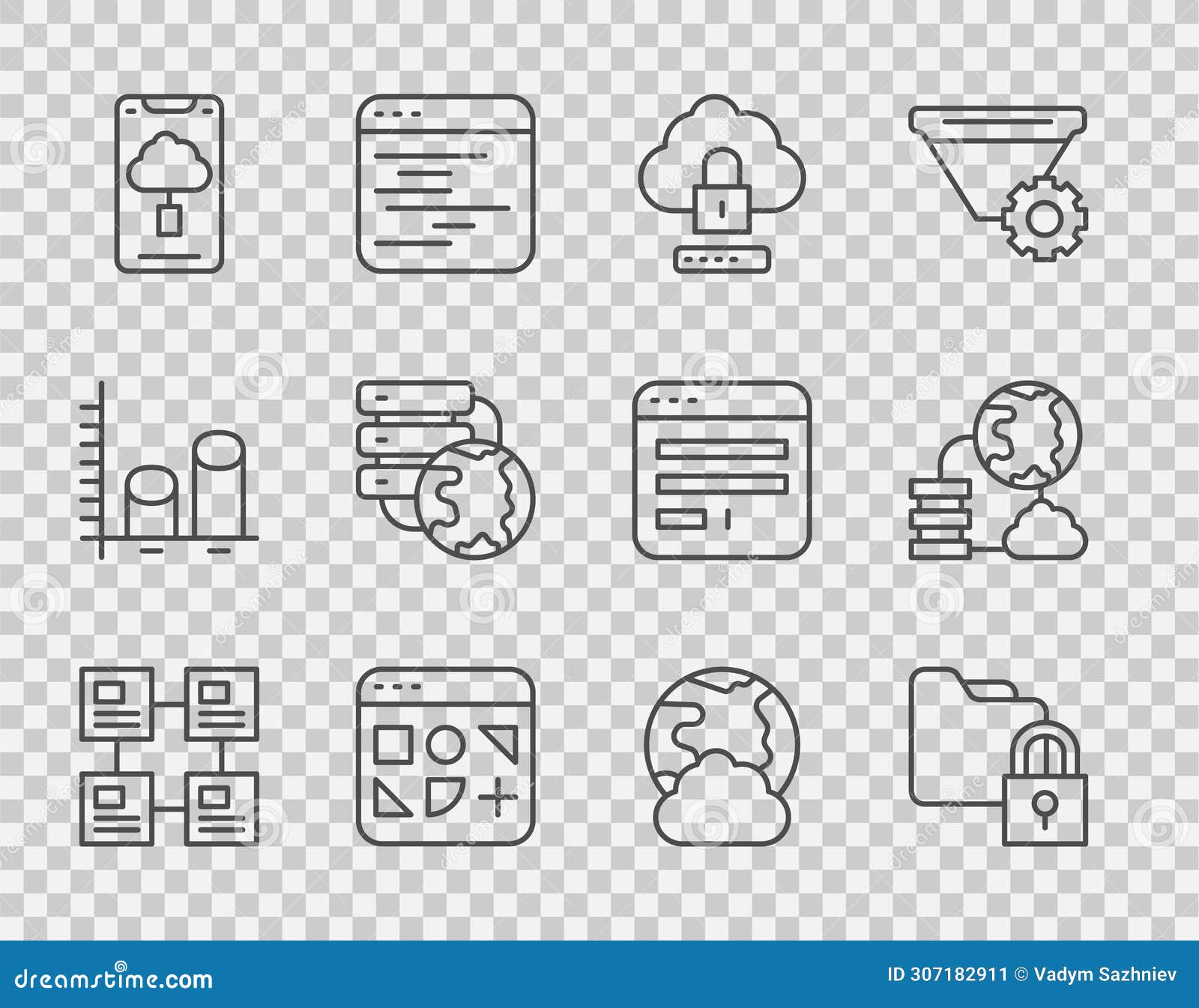 Set Line Hierarchy Organogram Chart, Folder and Lock, Cloud Computing ... Set Line Hierarchy Organogram Chart, Folder and Lock, Cloud Computing ...