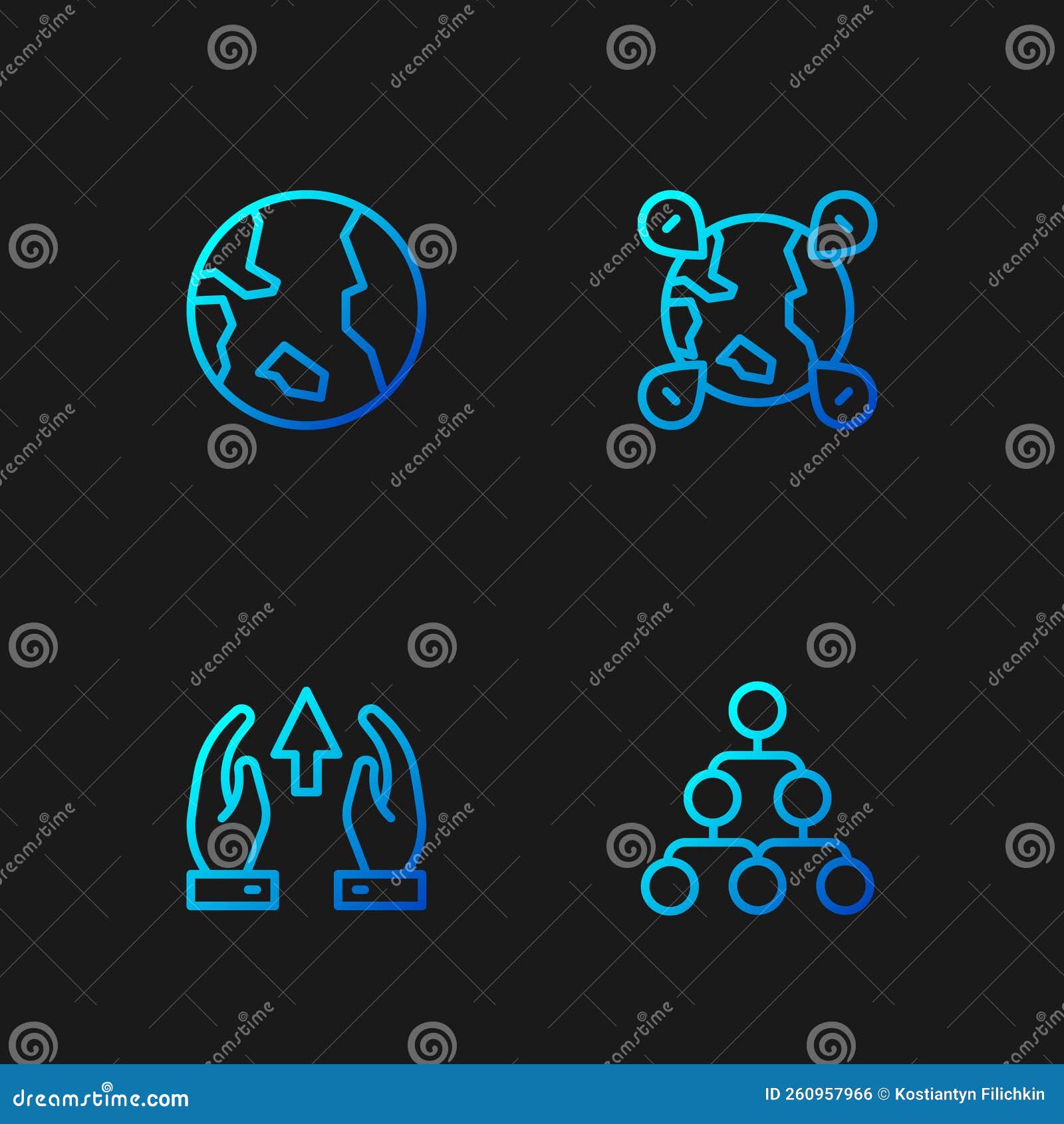 Set Line Hierarchy Organogram Chart, Growth and Progress, Earth Globe ...