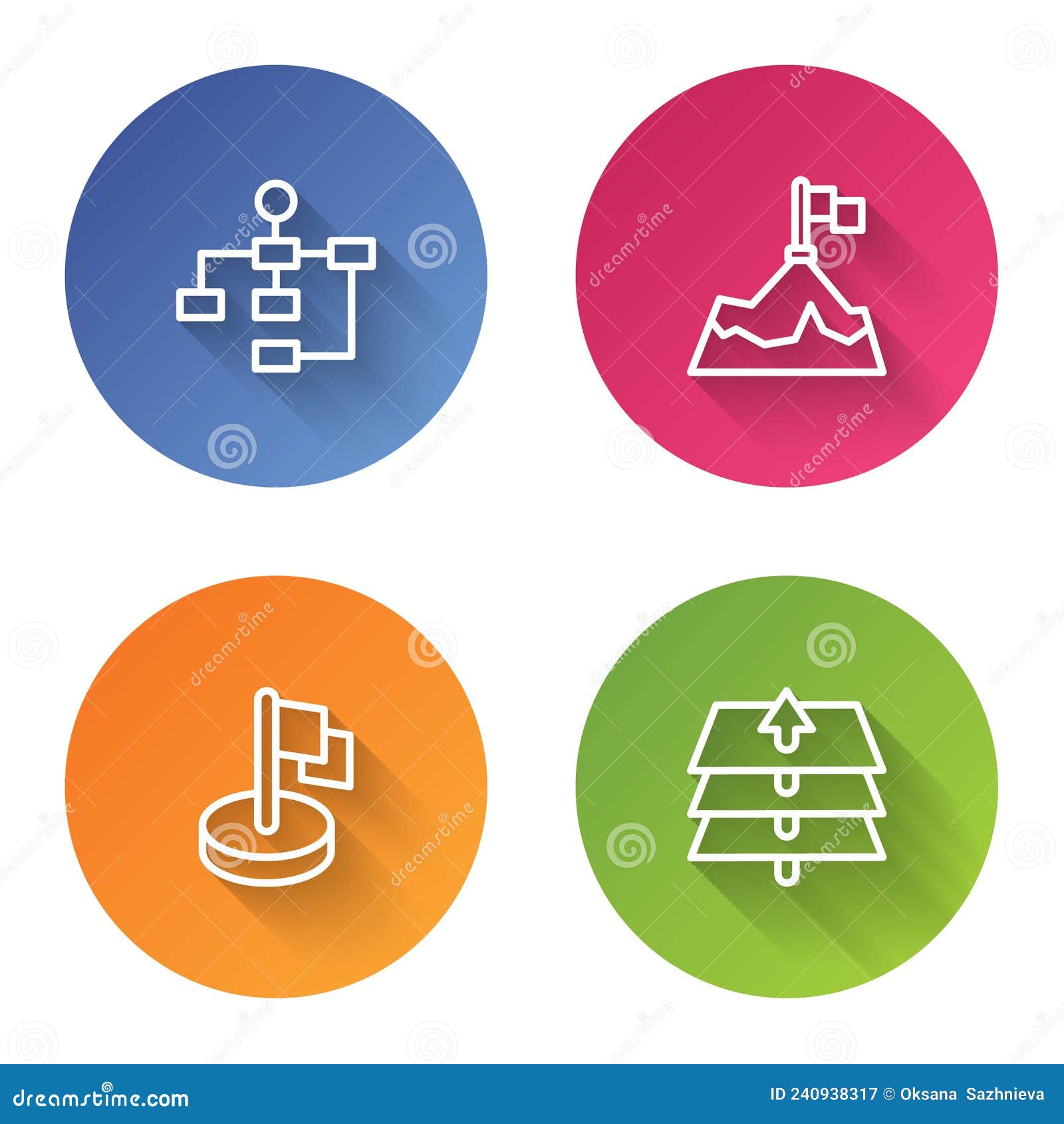 Set Line Hierarchy Organogram Chart, Mountains with Flag, Flag and ...