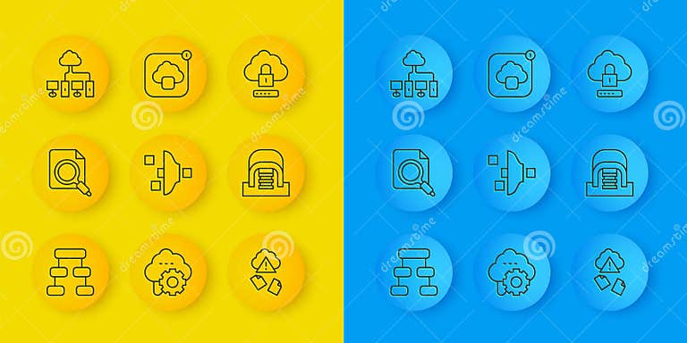 Set Line Hierarchy Organogram Chart, Search Concept with Folder, Filter Setting, Cloud Hacking ...