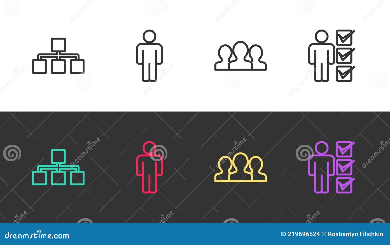 Set Line Hierarchy Organogram Chart, User of Man, Users Group and in ...
