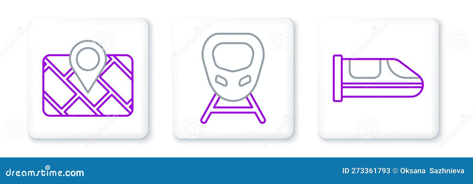 Set Line High-speed Train, Gps Device with Map and Icon. Vector Stock ...