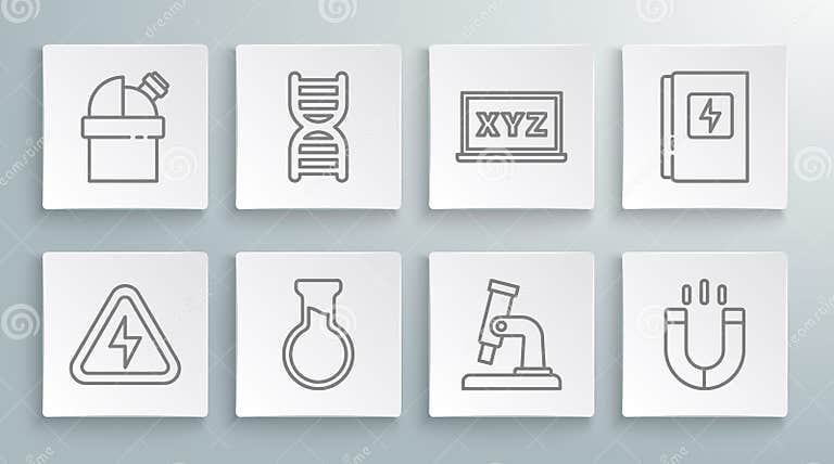 Set Line High Voltage, DNA Symbol, Test Tube and Flask, Microscope ... Set Line High Voltage, DNA Symbol, Test Tube and Flask, Microscope ...