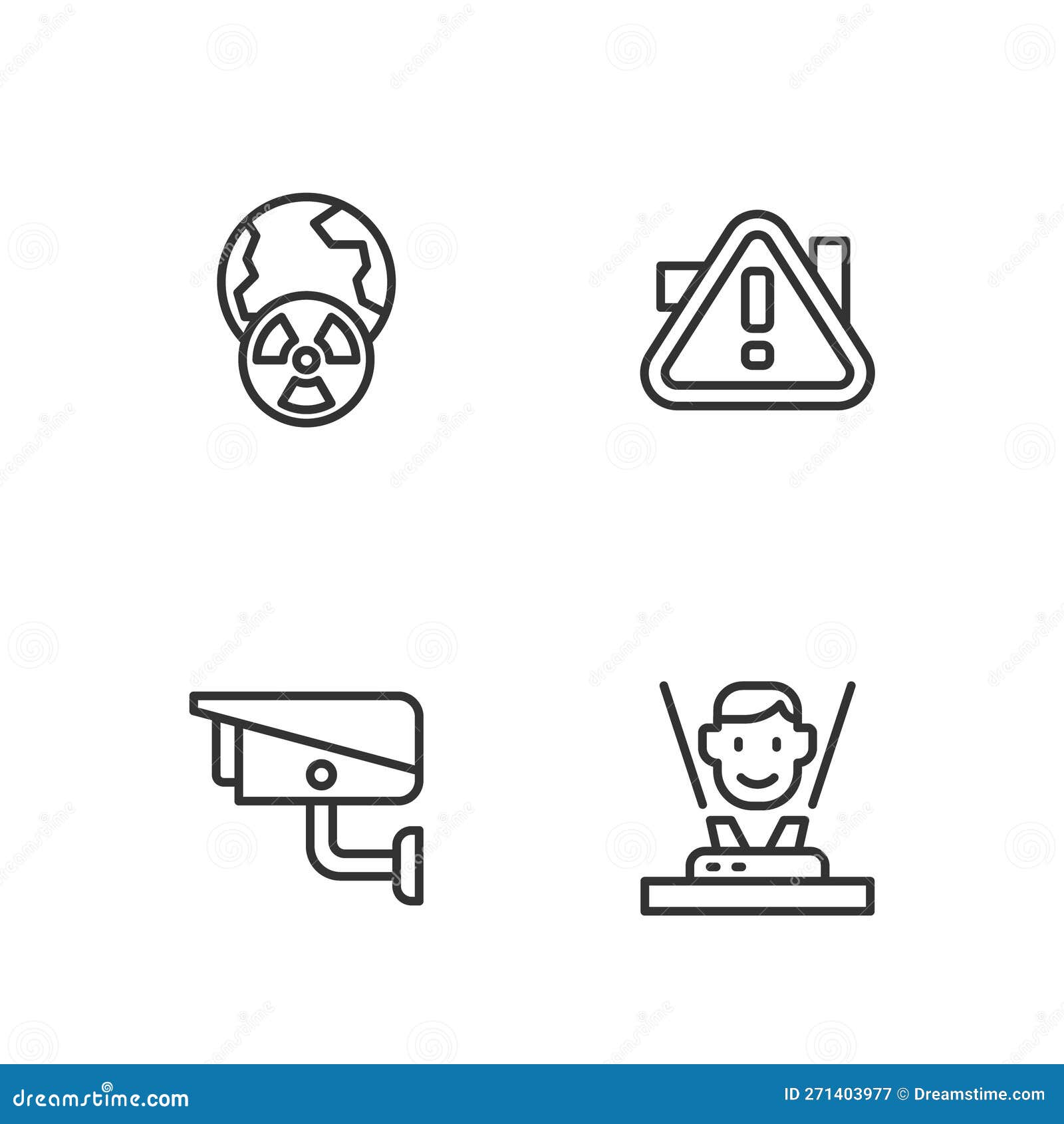 Set Line Hologram, Security Camera, Planet Earth and Radiation and ...