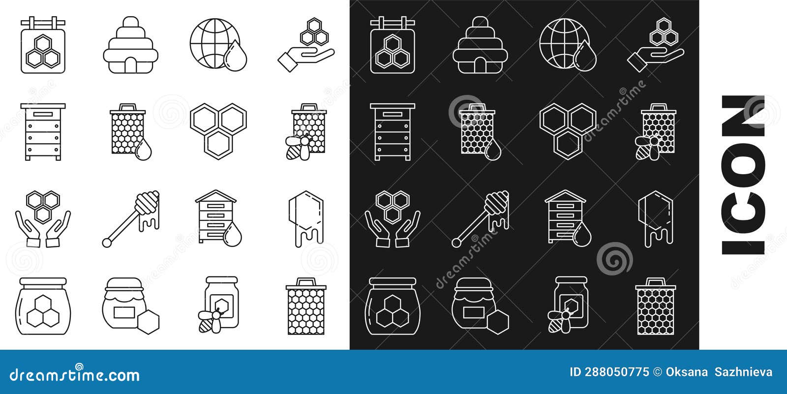 Set Line Honeycomb, Bee and Honeycomb, Map of the World, Hive for Bees ...