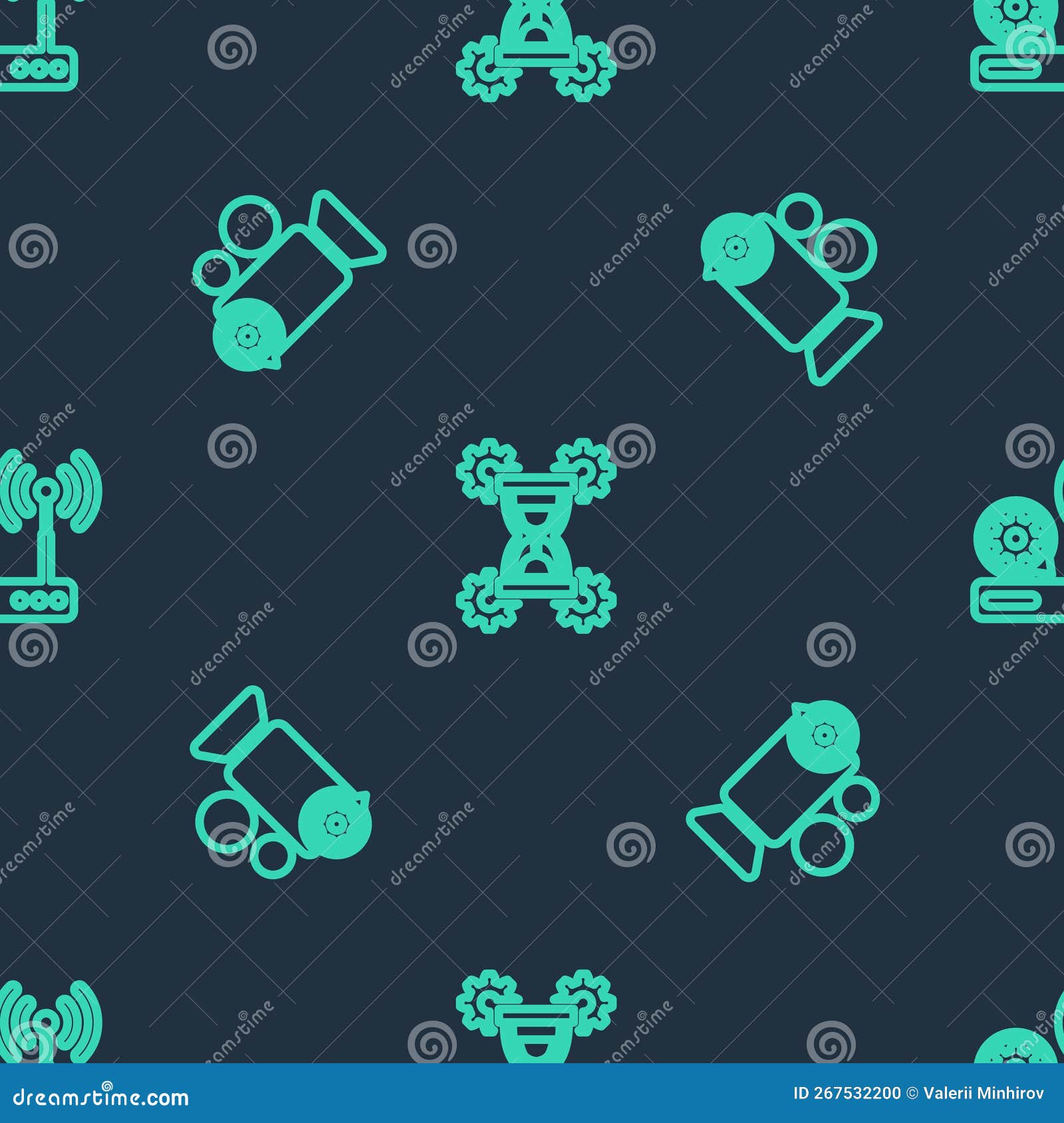 Set Line Hourglass Setting, Video Camera and Router and Wi-fi on ...