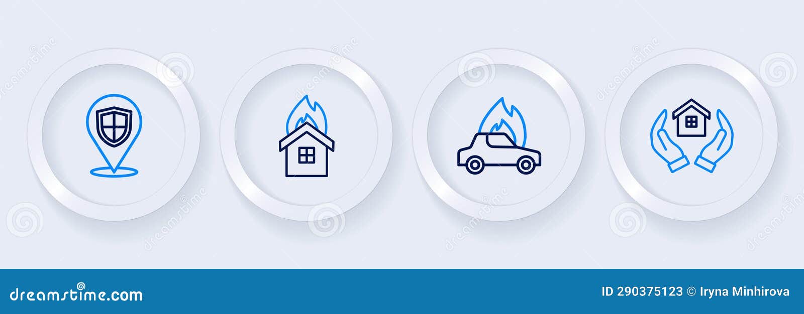 Set Line House in Hand, Burning Car, Fire Burning House and Location ...