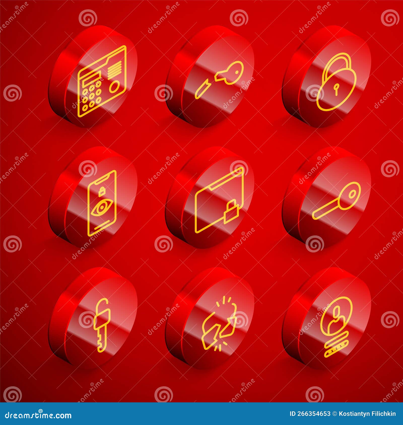 Set Line House Intercom System, Broken Key, Lock, Eye Scan, Folder and ... Set Line House Intercom System, Broken Key, Lock, Eye Scan, Folder and ...