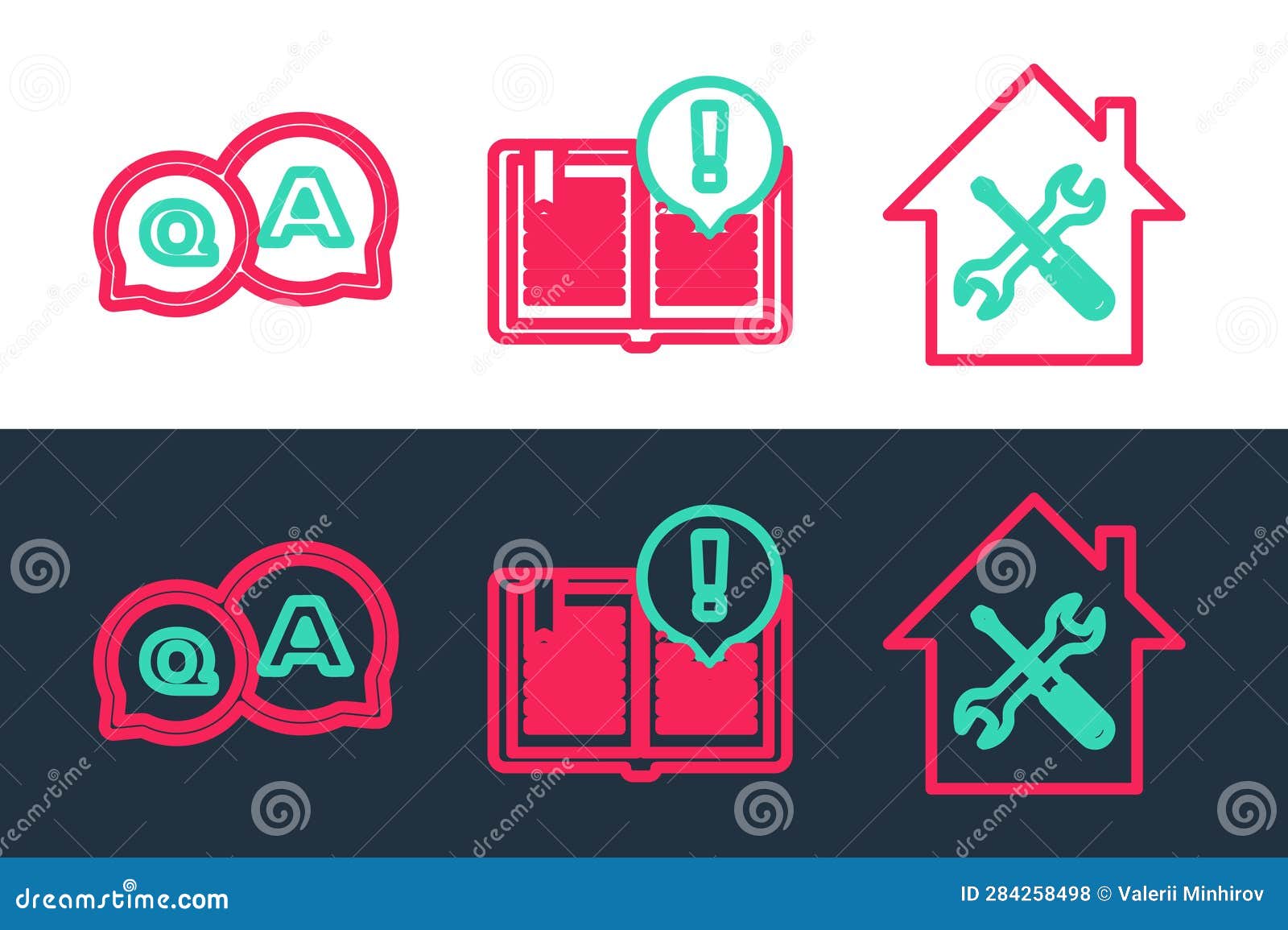 Set Line House Service, Question and Answer and Interesting Facts Icon ...