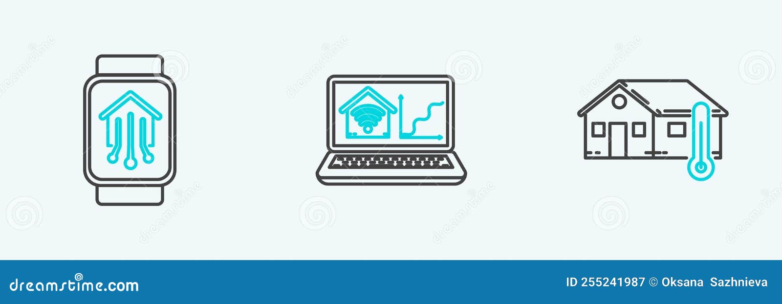 Set Line House Temperature, Smart Home with Smart Watch and Laptop Wi ... Set Line House Temperature, Smart Home with Smart Watch and Laptop Wi ...