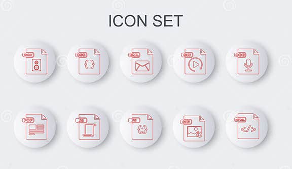 Set Line HTML File Document, PDF, EML, GIF, WAV, CSS, JS and Icon ...