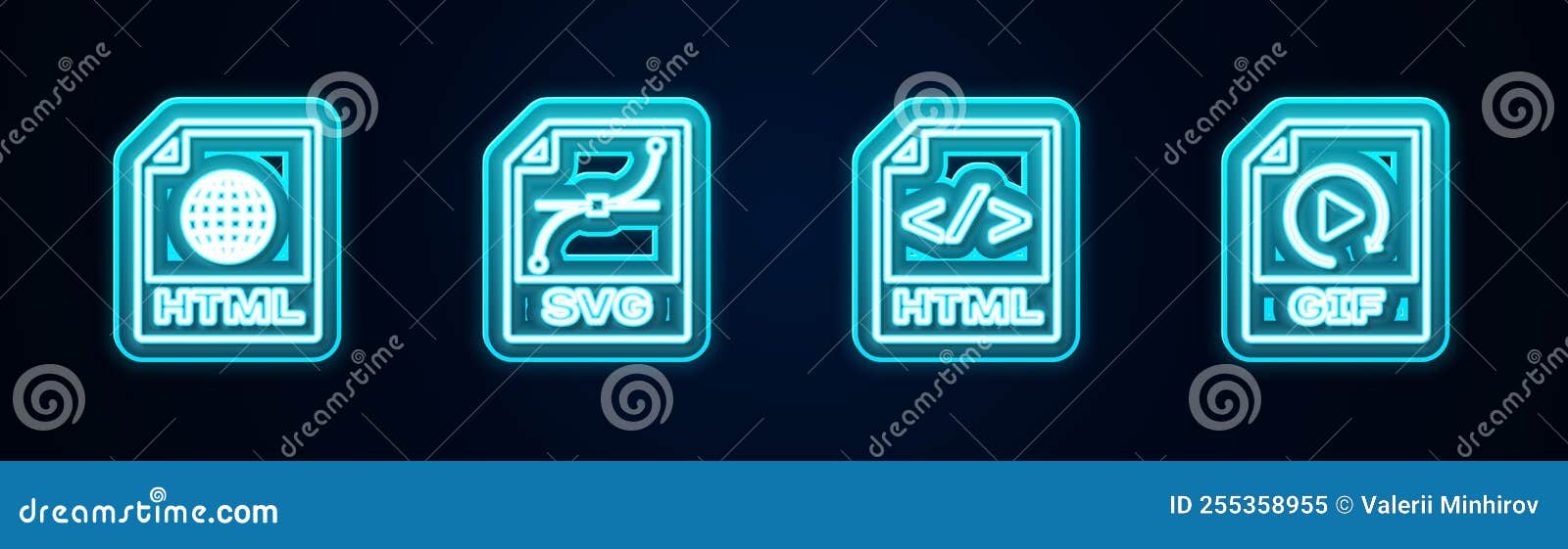 Set Line HTML File Document, SVG, and GIF. Glowing Neon Icon Stock ... Set Line HTML File Document, SVG, and GIF. Glowing Neon Icon Stock ...