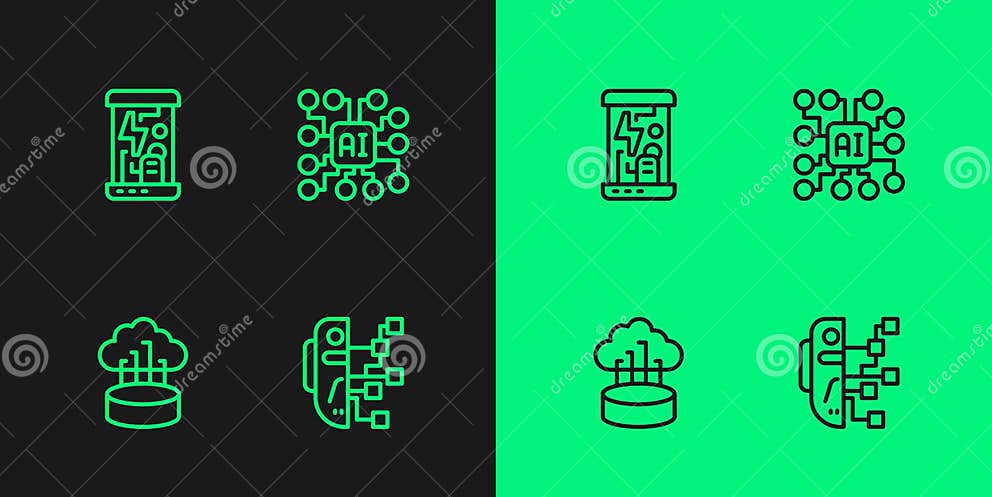 Set Line Humanoid Robot, Network Cloud Connection, Cryogenic Capsules ...