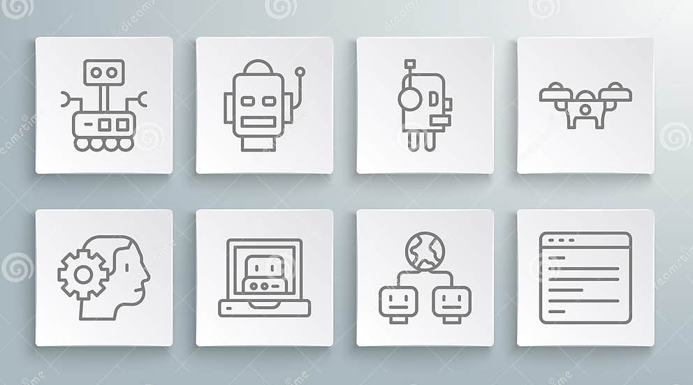 Set Line Humanoid Robot, Robot, Creating, Artificial Intelligence ... Set Line Humanoid Robot, Robot, Creating, Artificial Intelligence ...