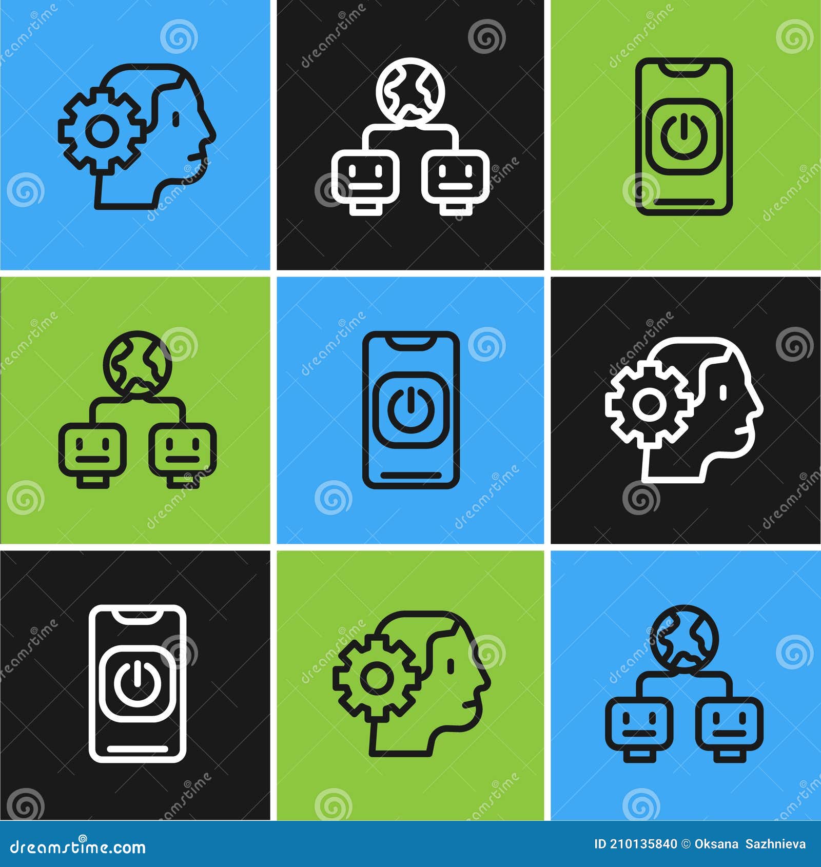 Set Line Humanoid Robot, Turn Off from Phone and Artificial ...